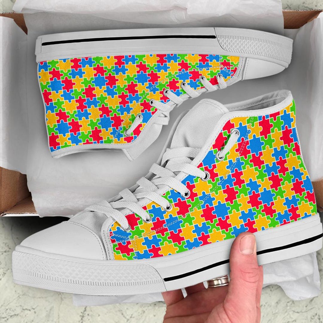 Autism High Top Sneakers / Autism Custom Print Trainers Shoes / Autism ...