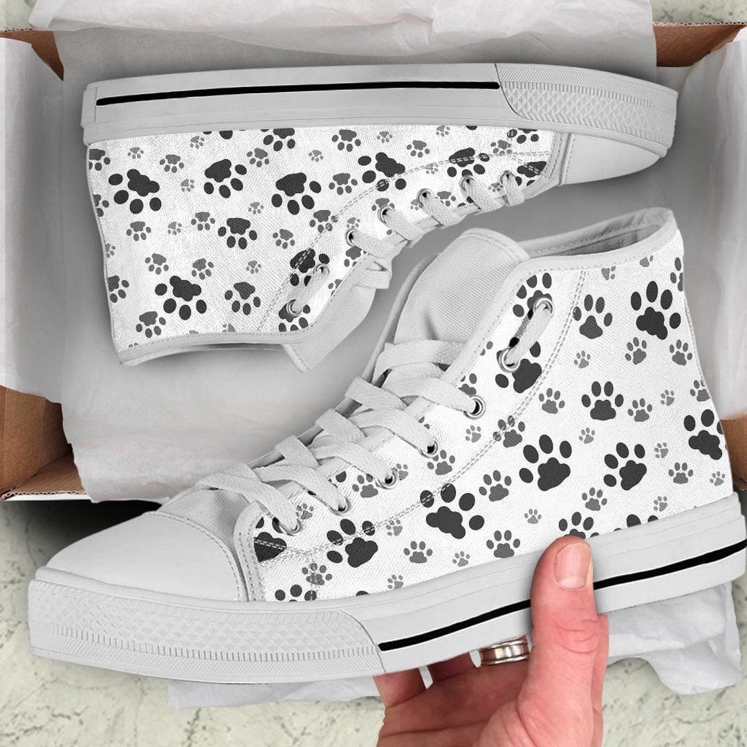 Paw Print High Top Sneakers / Paw Print High Top Shoes / Dog Cat Custom ...