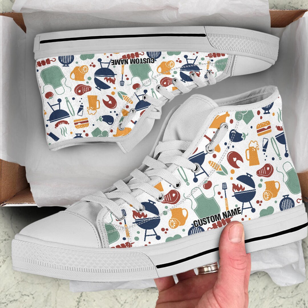 Barbecue Custom Name High Top Sneakers / BBQ Dog High Top Shoes / BBQ ...