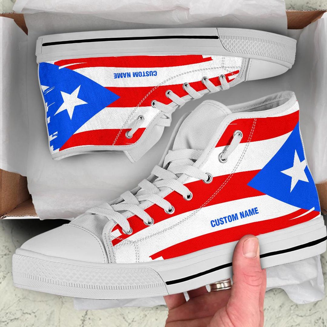 Puerto Rico Flag Custom Name High Top Sneakers / Puerto Rico Custom ...