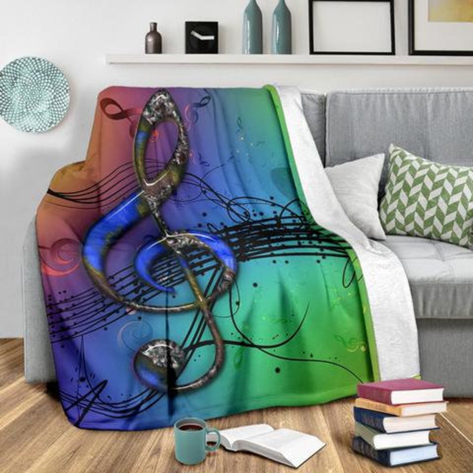 Treble Clef Blanket / Music Notes Blanket / Music Throw - Etsy