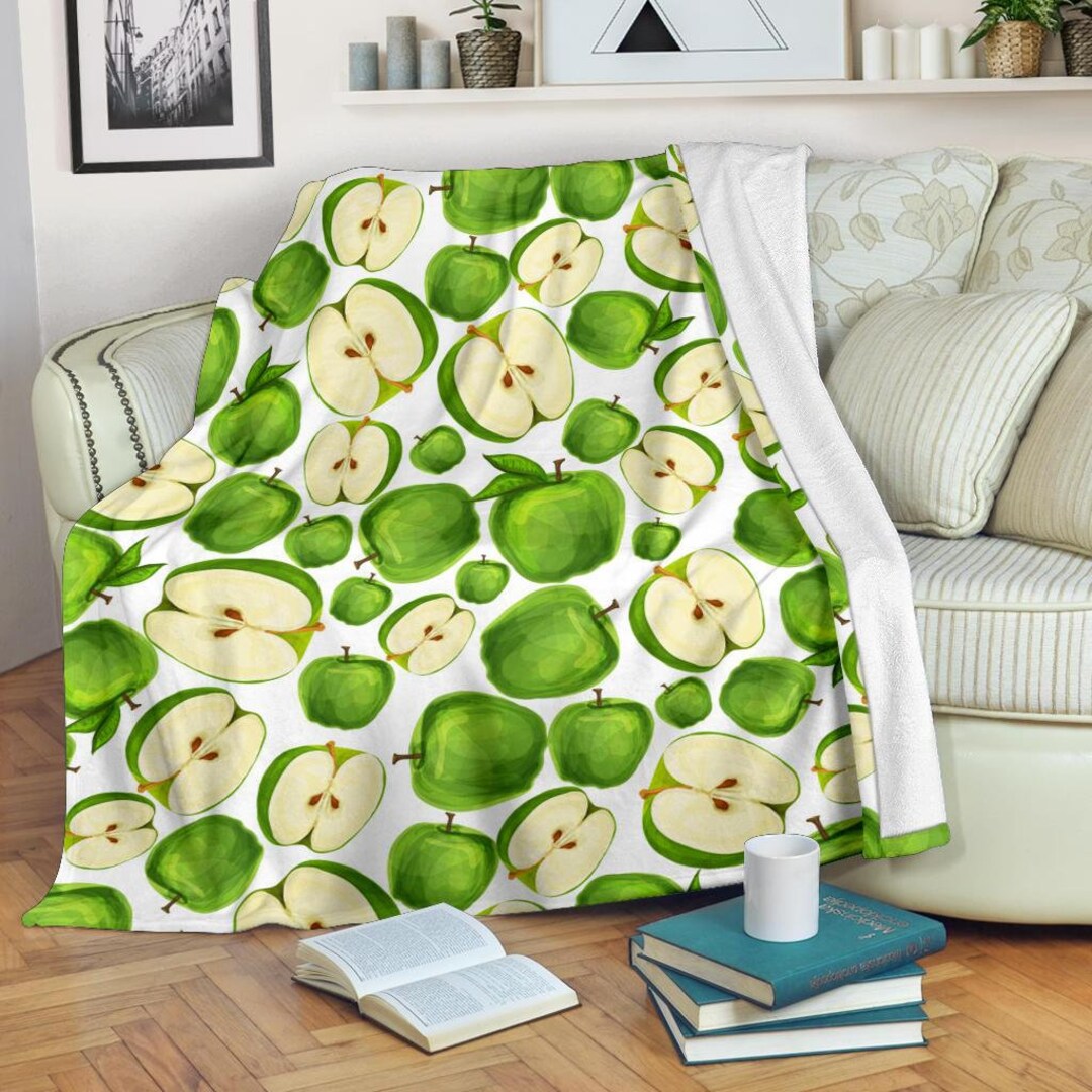 Apple Fruit Blanket / Fruit Print Blanket / Apple Fleece Blanket ...