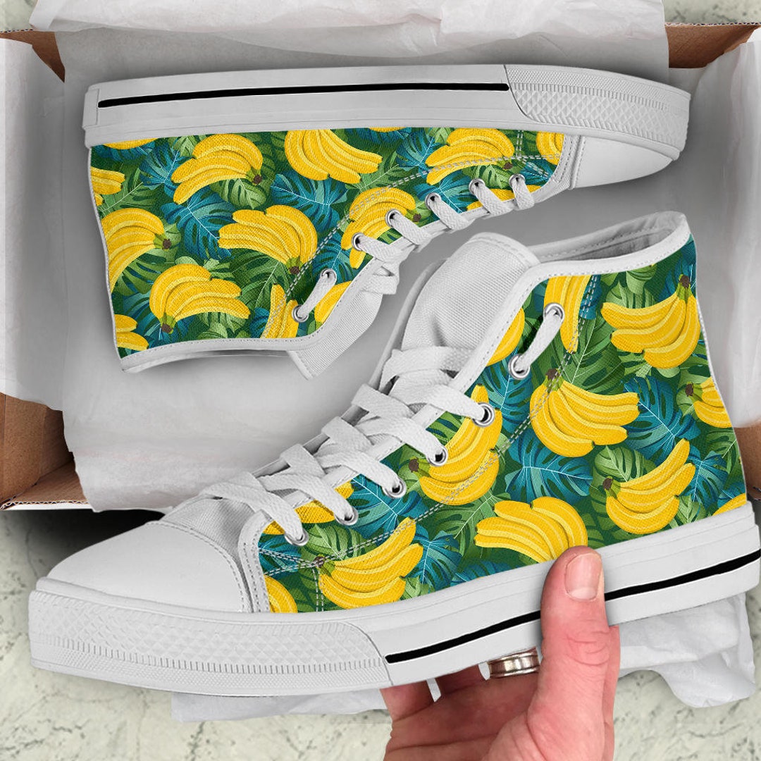 Banana High Top Sneakers / Banana High Top Shoes / Banana Custom Print ...
