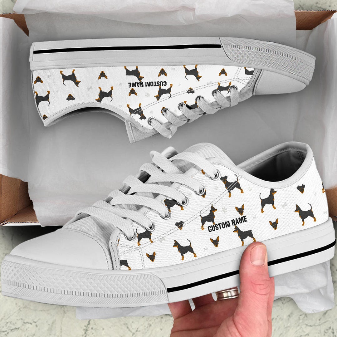 Miniature Pinscher Custom Name Sneakers / Mini Pin Dog Low Top Shoes ...