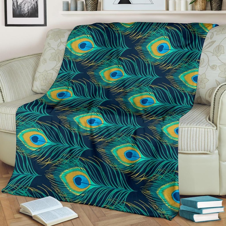 Peacock Blanket Peacock Fleece Blanket Peacock Soft Etsy