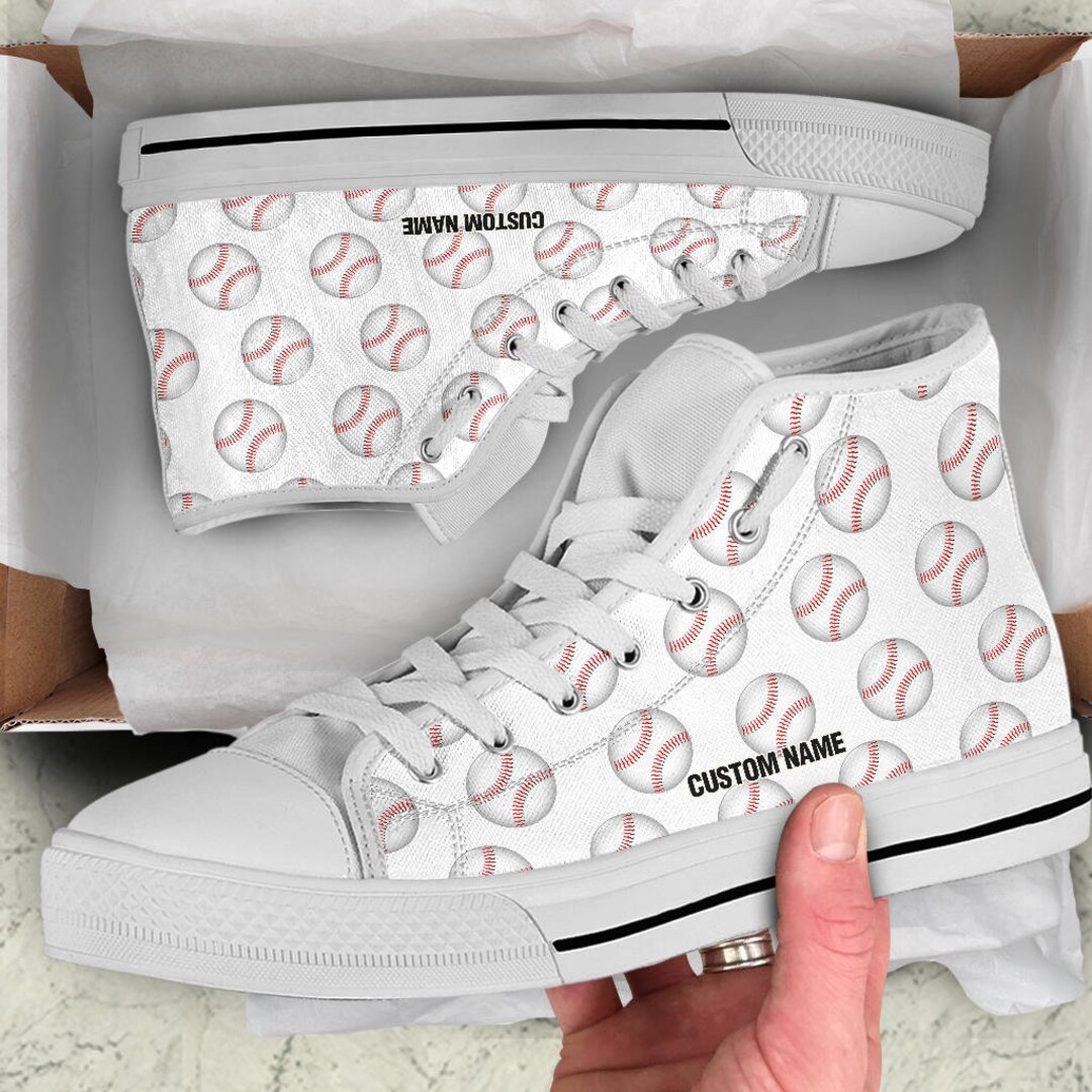 Baseball Custom Name High Top Sneakers / Baseball Custom Print Trainers ...