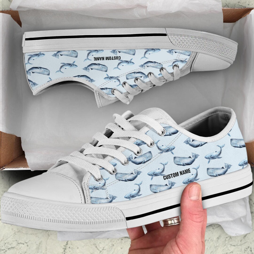 Whales Custom Name Sneakers / Whales Low Top Shoes / Whales Low Top ...