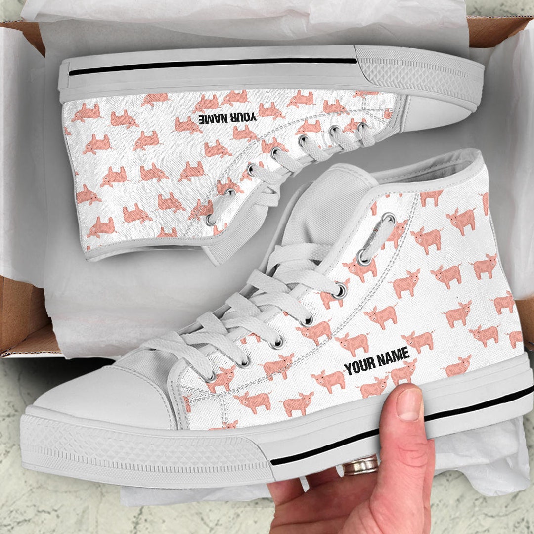 Pig Custom Name High Top Sneakers / Pig Custom Print Trainers Shoes ...