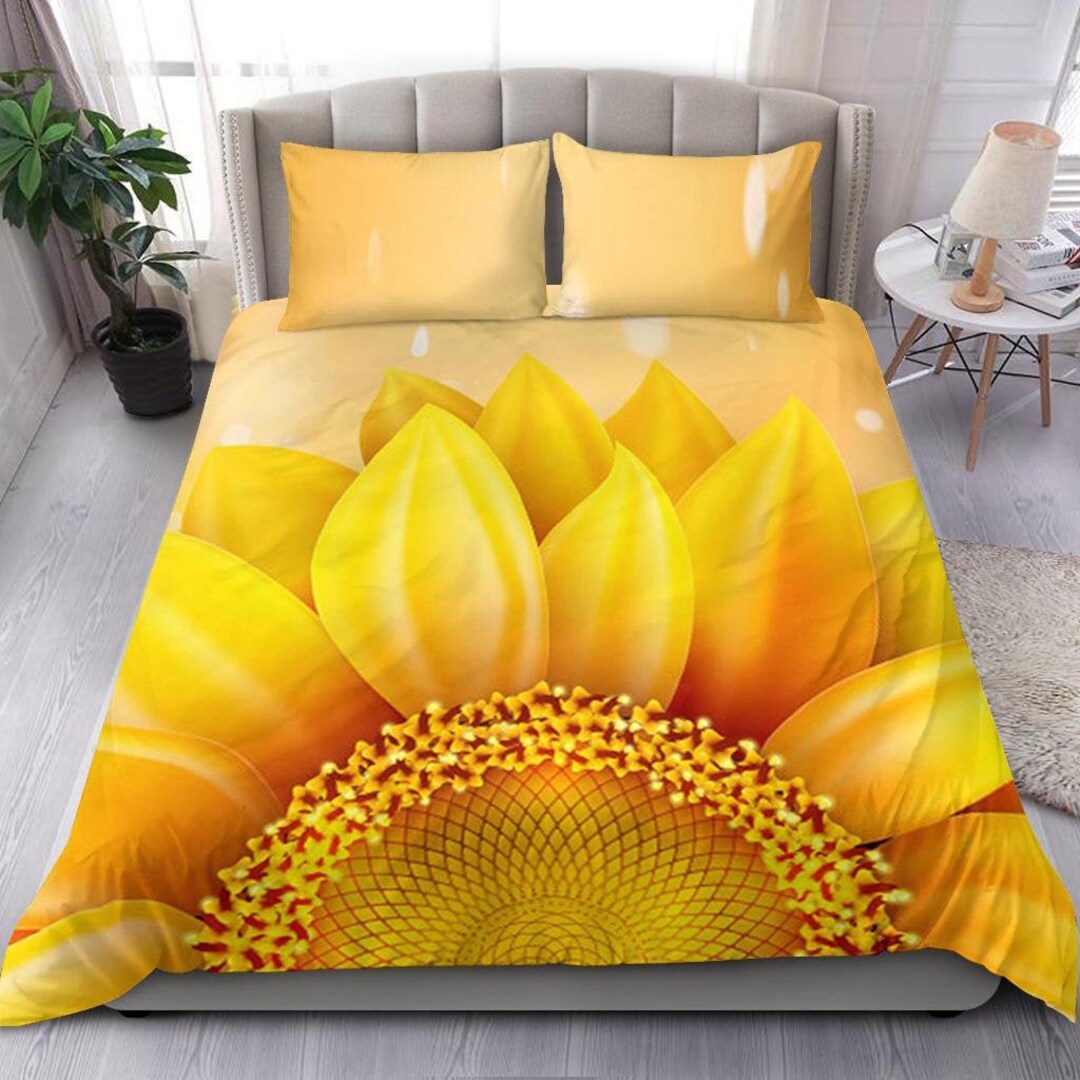 Sunflower Duvet Cover and Pillow Covers Sunflower Bedding - Etsy