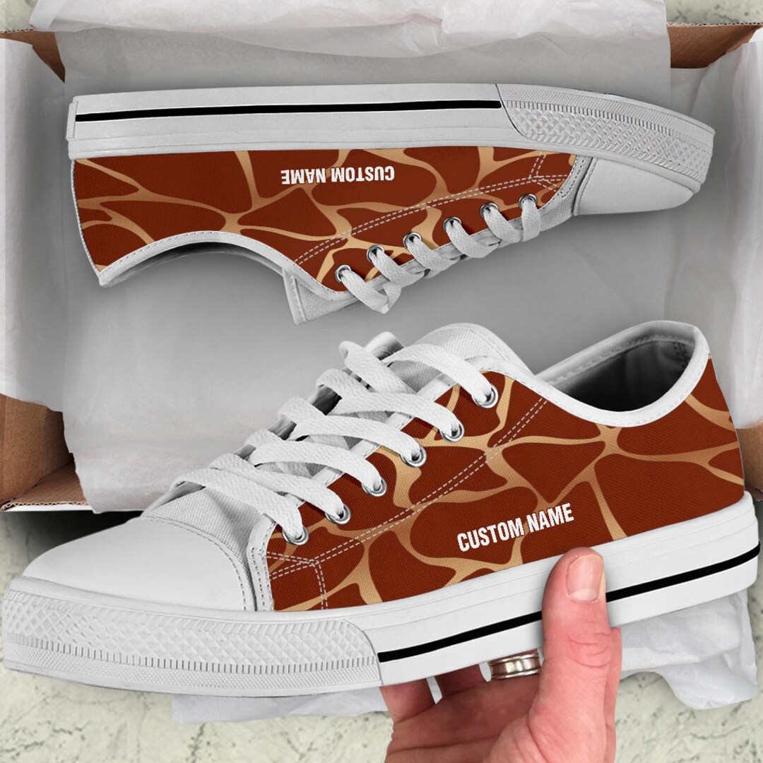 Giraffe Custom Name Sneakers / Giraffe Low Top Shoes / Giraffe Low Top ...