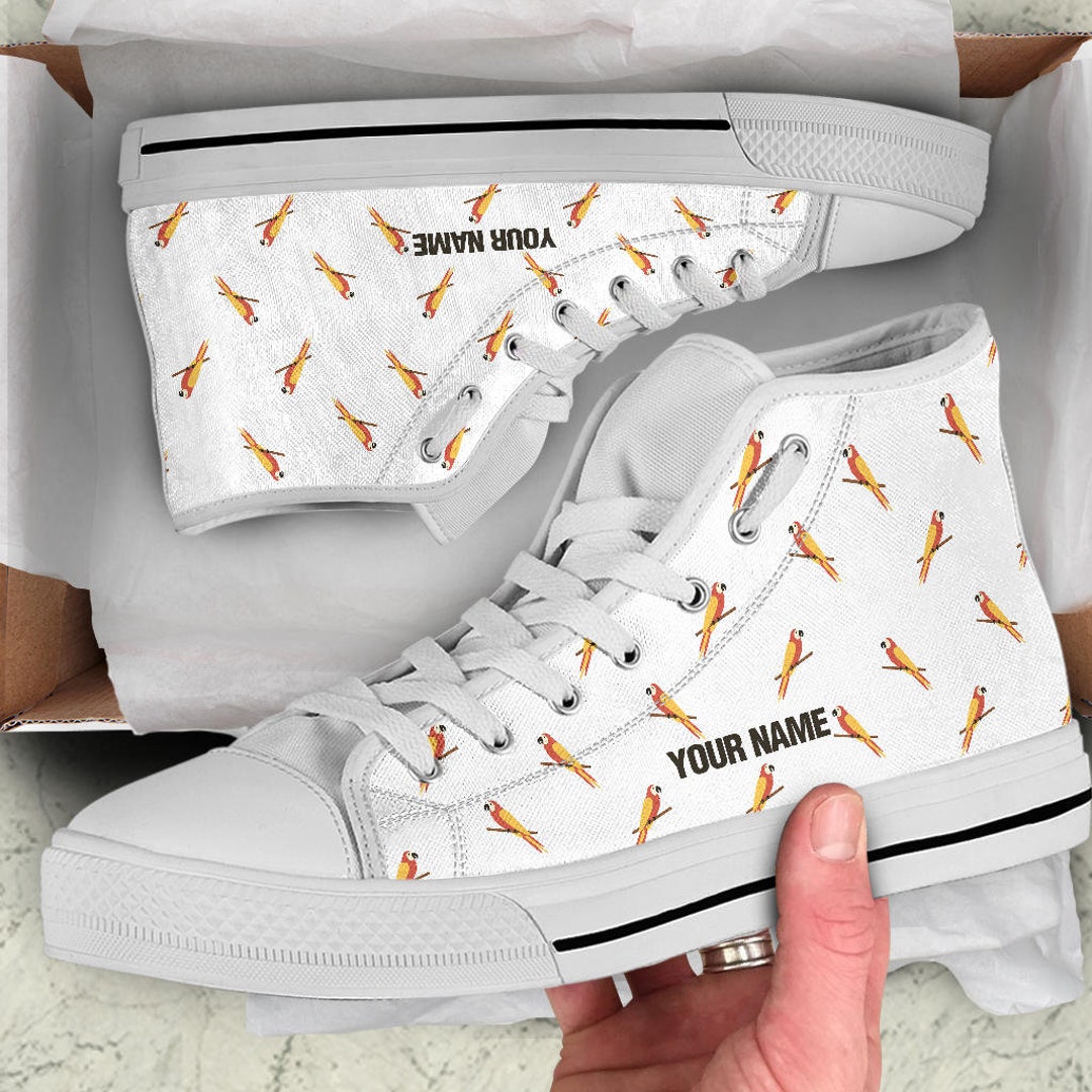 Macaw Parrot Custom Name High Top Sneakers / Macaw Parrot High Top ...