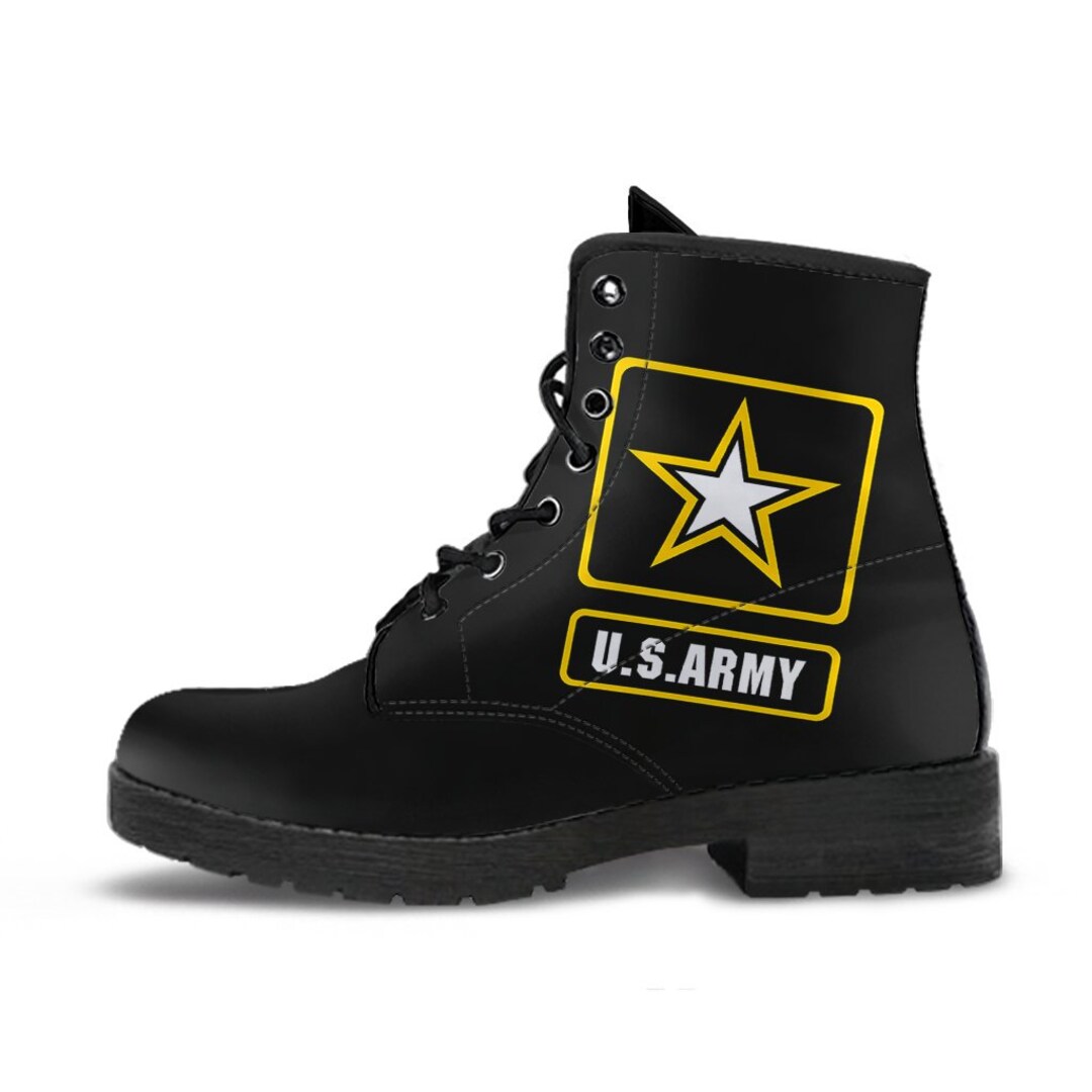 US Army Leather Boots, Handcrafted Custom Print, Men's Women's Winter ...