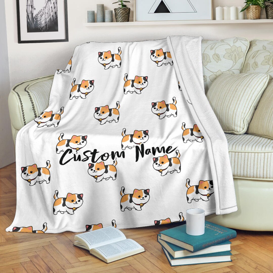 Calico Cats Custom Name Blanket / Kittens Throw Blanket / Cats Fleece ...