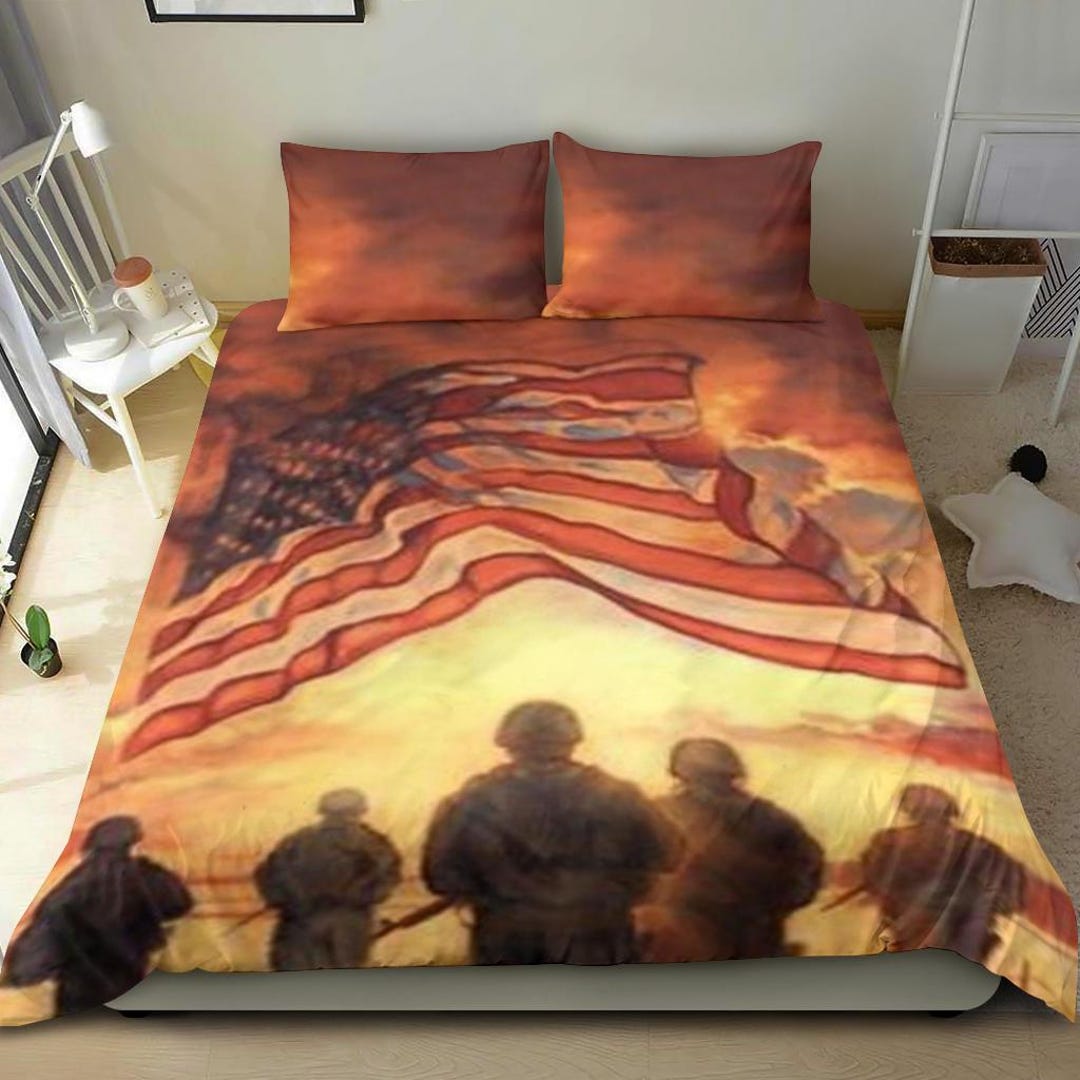 American Flag Army Bedding Set: Brushed Polyester Duvet Cover - Etsy