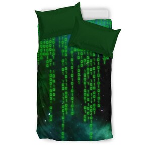 Code Duvet Cover and Pillow Covers - Matrix Code Bedding Set - Matrix ...