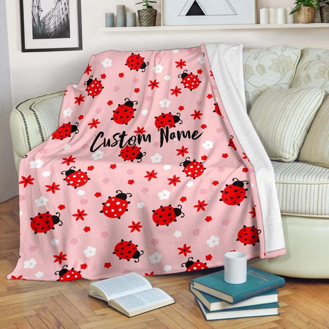 Ladybug Custom Name Blanket / Ladybug Throw Blanket / Ladybug Fleece ...