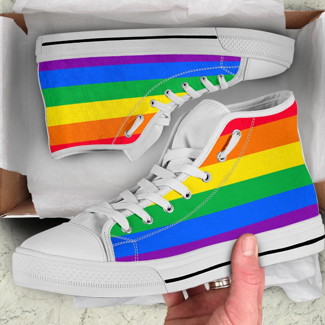 LGBT Flag High Top Shoes / LGBT Custom Print Shoes / LGBT High Top ...