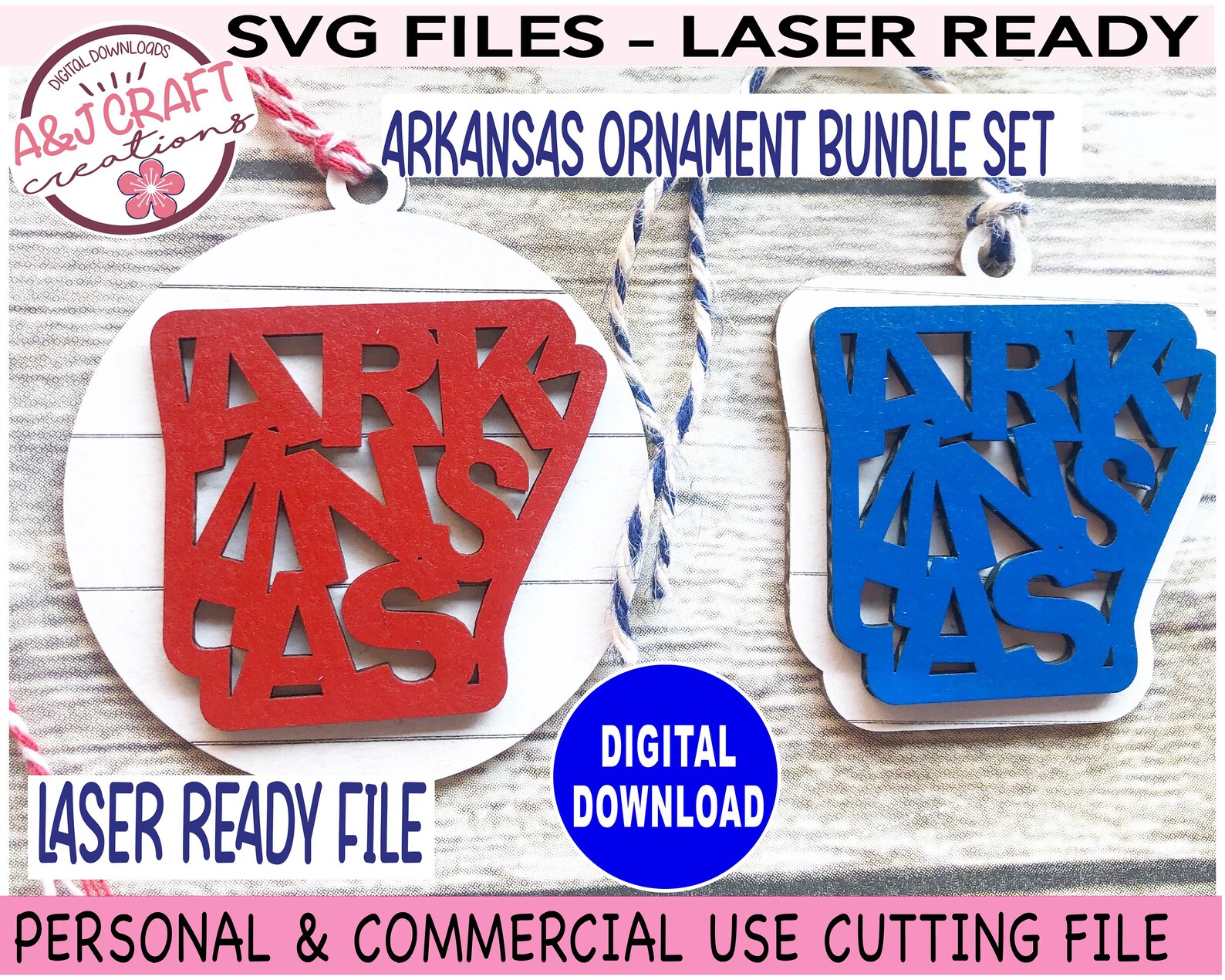 Arkansas Ornament SVG BUNDLE Laser Ready File Arkansas Word - Etsy