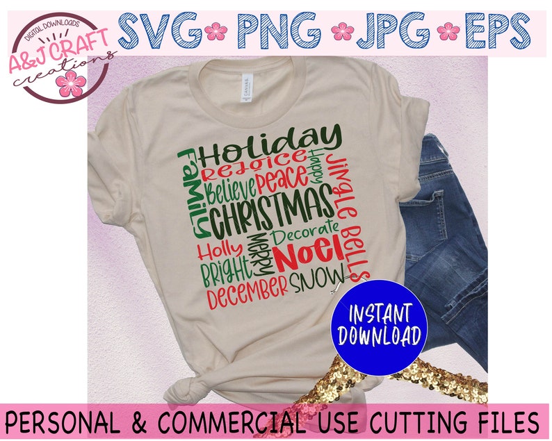 Christmas Subway Art SVG, Holiday Sign Svg, Festive Word Collage Svg ...
