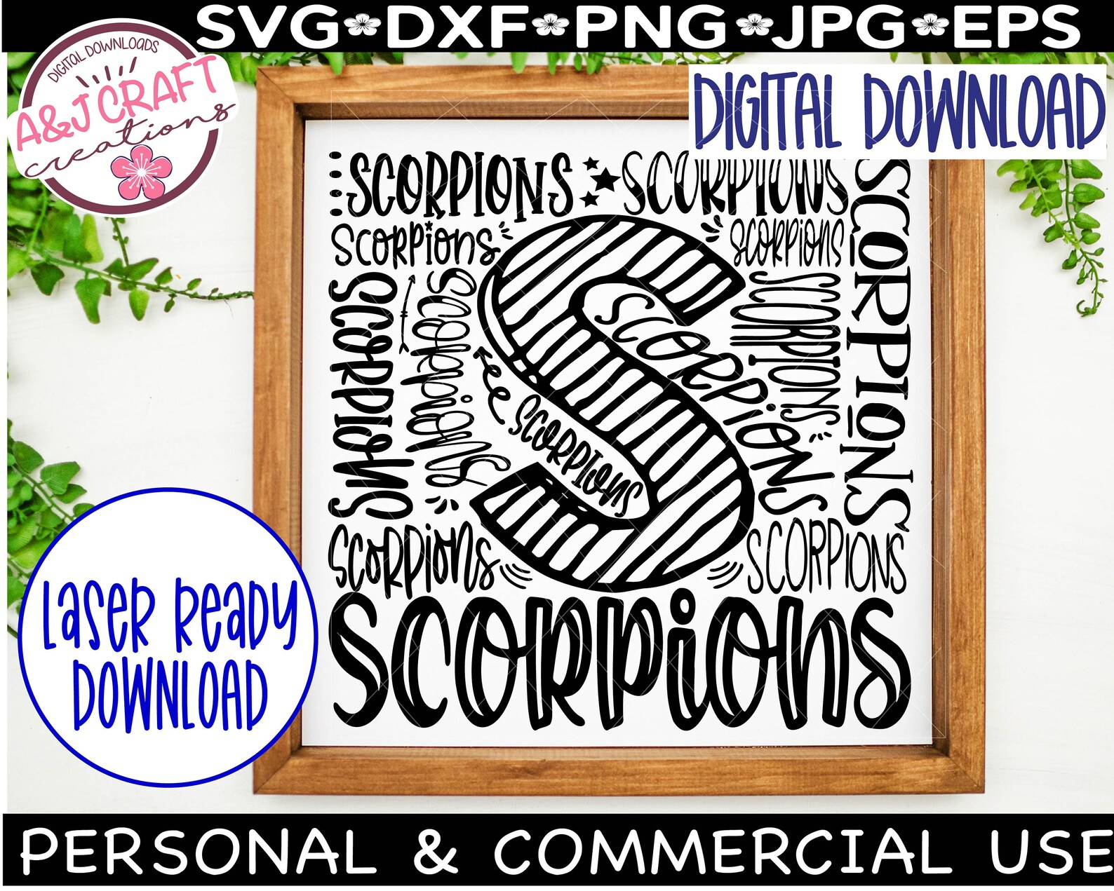 Scorpions Typography SVG, Scorpions Svg, Scorpion Pride, Scorpions ...