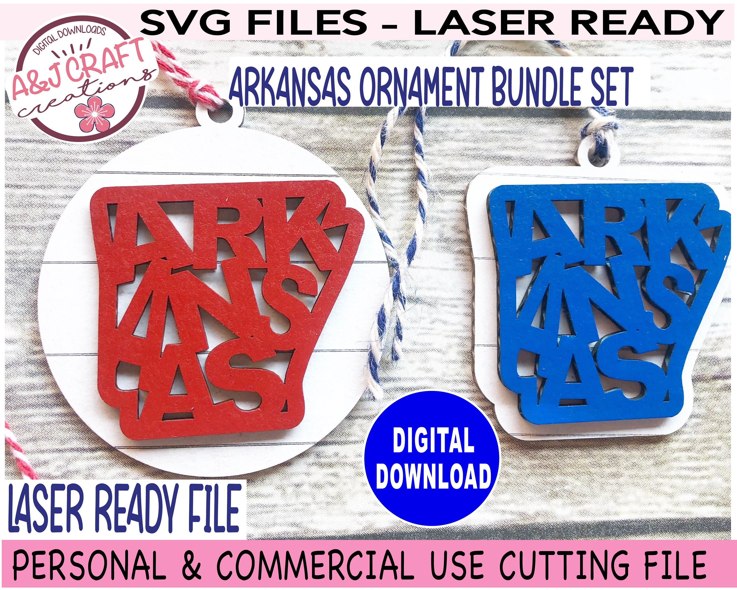 Arkansas Ornament SVG BUNDLE Laser Ready File Arkansas Word - Etsy