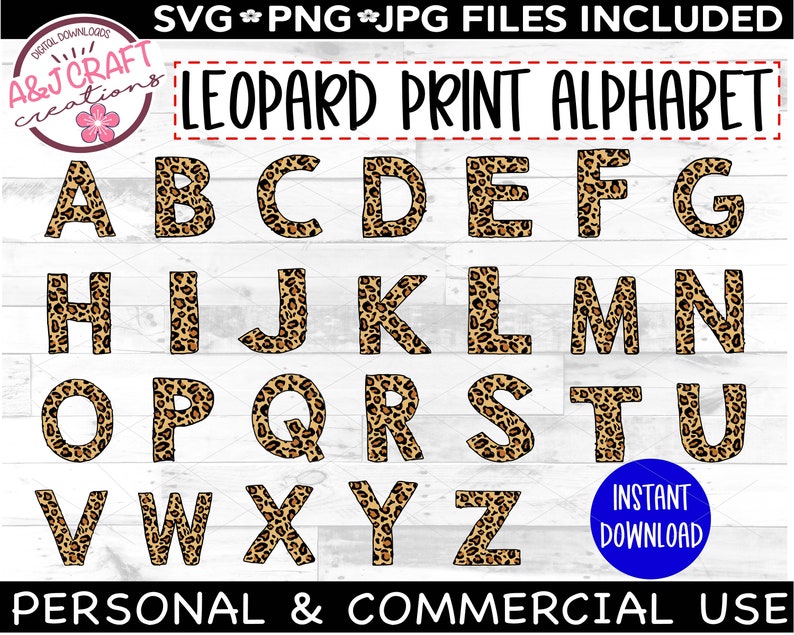 Leopard Print Alphabet Png Leopard Print Alphabet Svg - Etsy