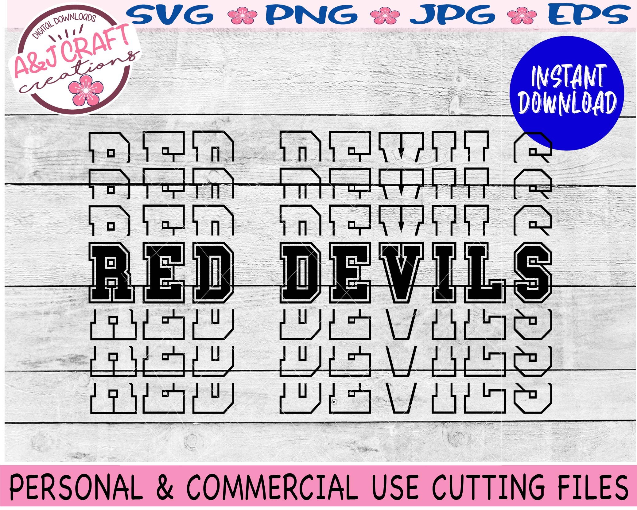 RED DEVILS SVG Red Devils Football svg Red Devils Cheer svg | Etsy