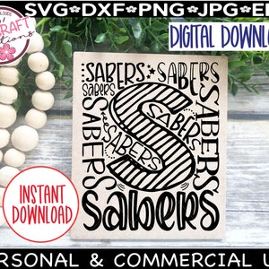 SABERS SVG, Sabers Typography, Sabers Football Svg, Sabercat Svg ...