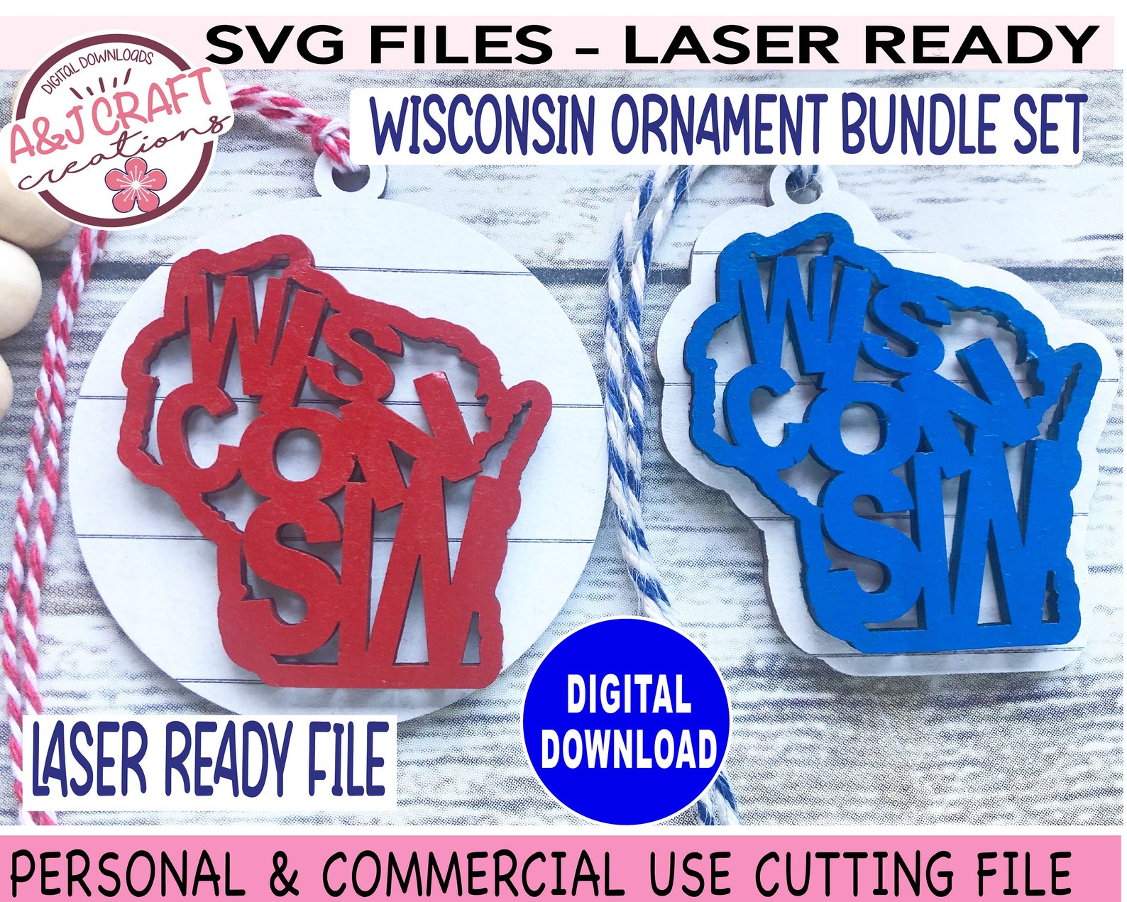 Wisconsin Ornament SVG BUNDLE Laser Ready File Wisconsin | Etsy