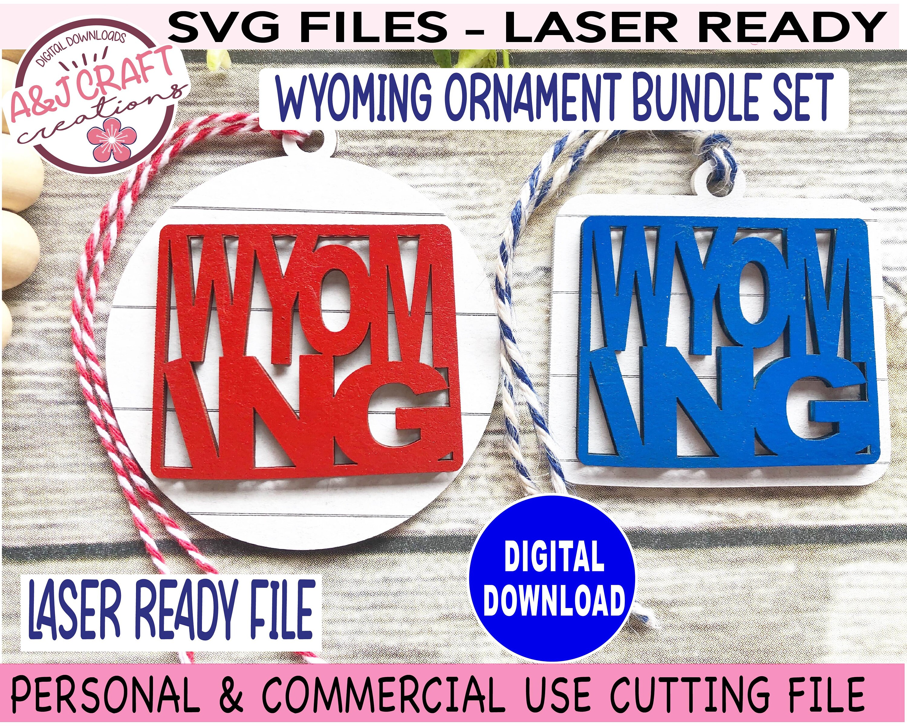Wyoming Ornament SVG BUNDLE Laser Ready File Wyoming Word | Etsy