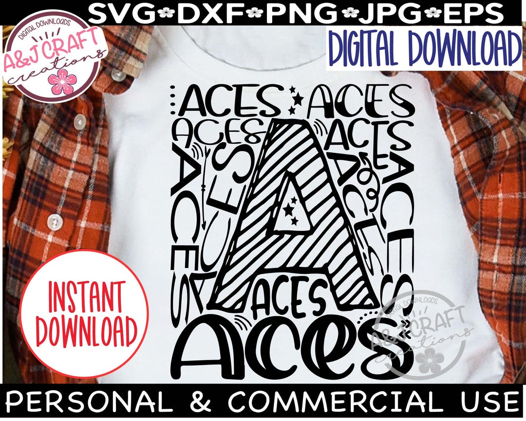Aces SVG, Aces Typography, Aces Basketball Svg, Aces Baseball Svg, Aces ...