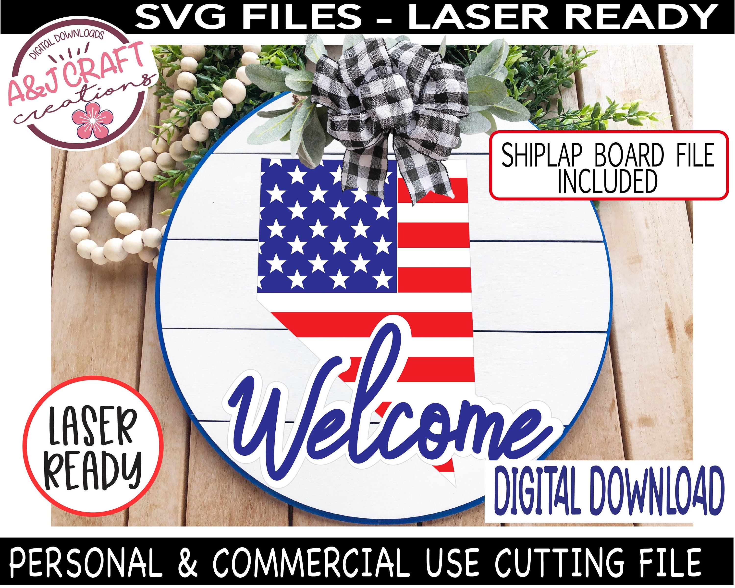 NEVADA Welcome Sign Svg, Laser Ready Svg, Patriotic Welcome Nevada Sign ...