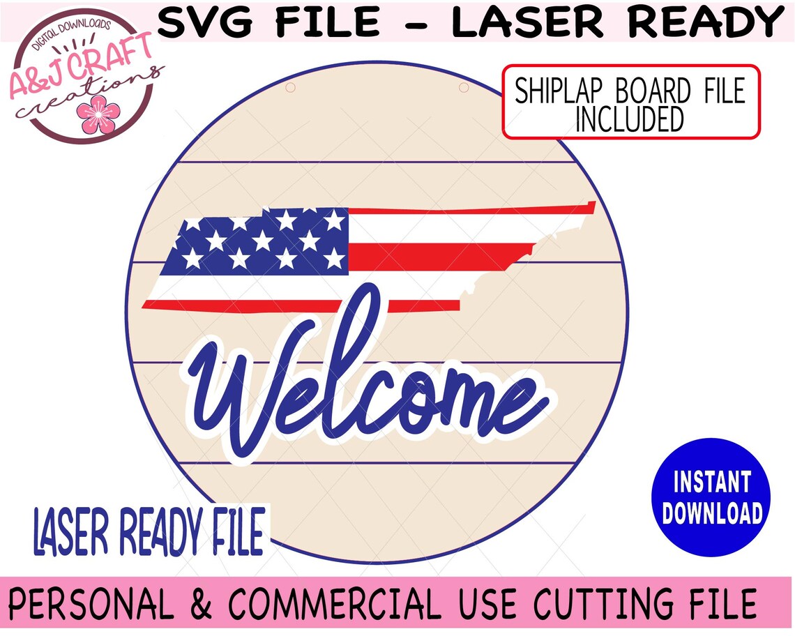 TENNESSEE Welcome Sign svg Laser Ready Svg Patriotic Welcome | Etsy
