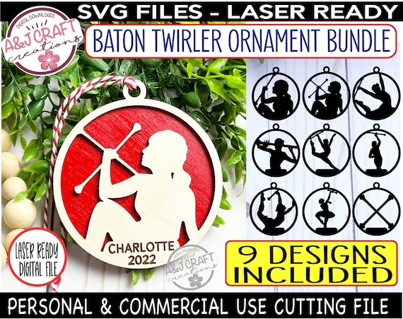 Twirler Baton Ornament Bundle SVG Baton Twirling Christmas - Etsy