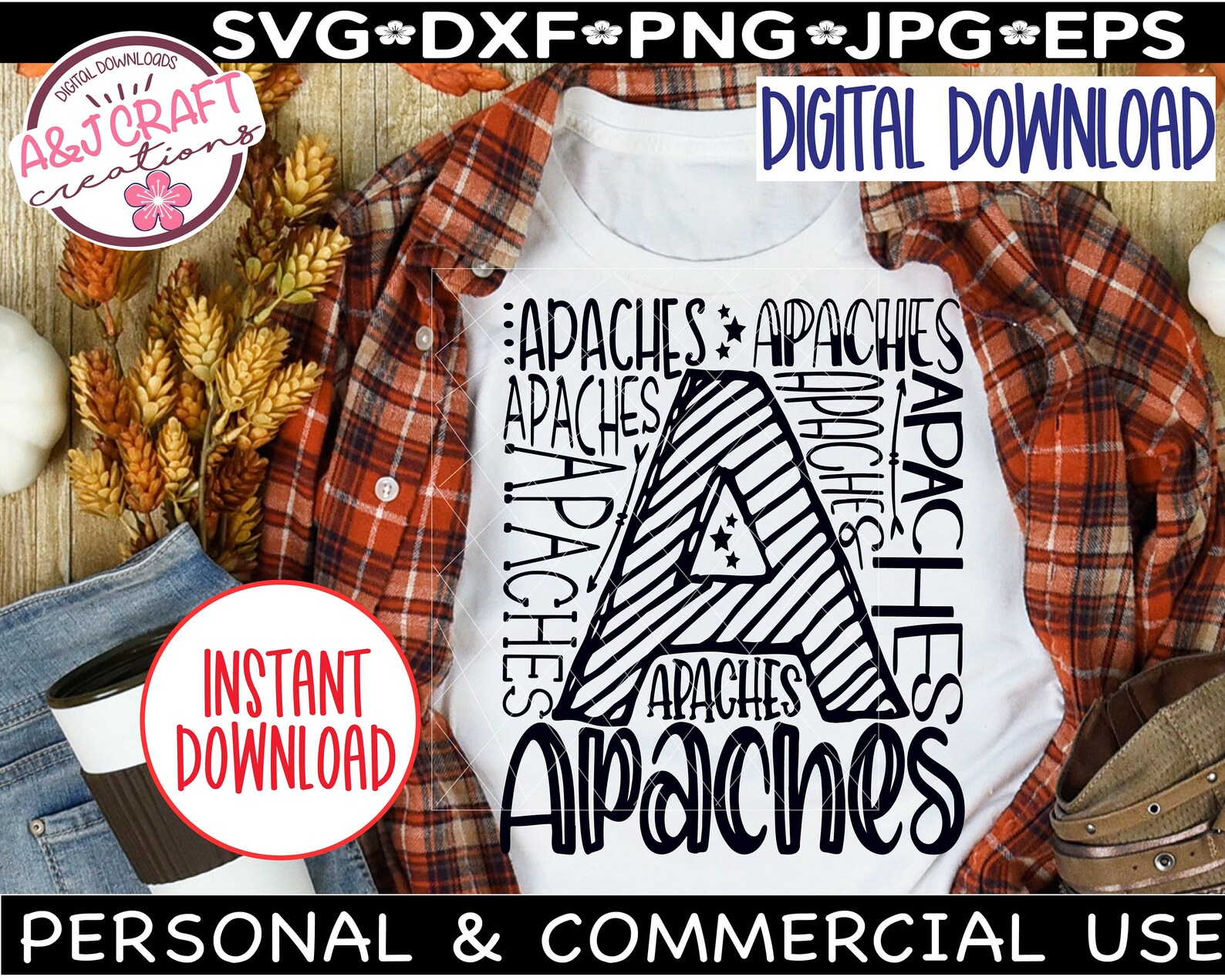 Apaches SVG, Apaches Football Svg, Apaches Mascot, Typography Svg ...