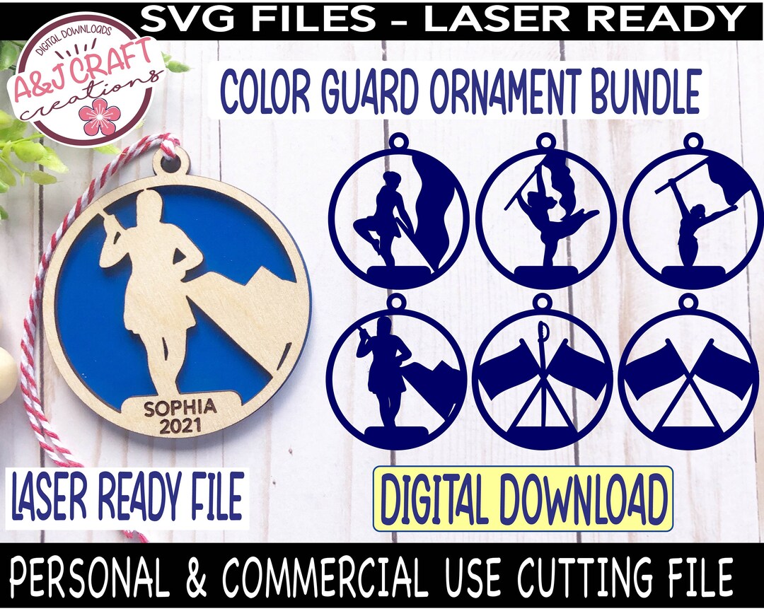Color Guard Ornament Bundle SVG, Color Guard Flag Svg, Color Guard Svg ...