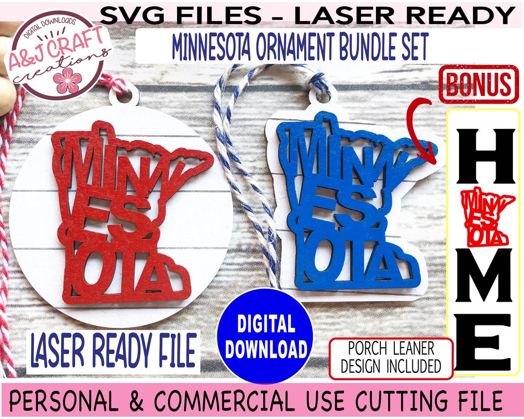 Minnesota Ornament SVG BUNDLE, Laser Ready File, Minnesota Word Art Svg ...