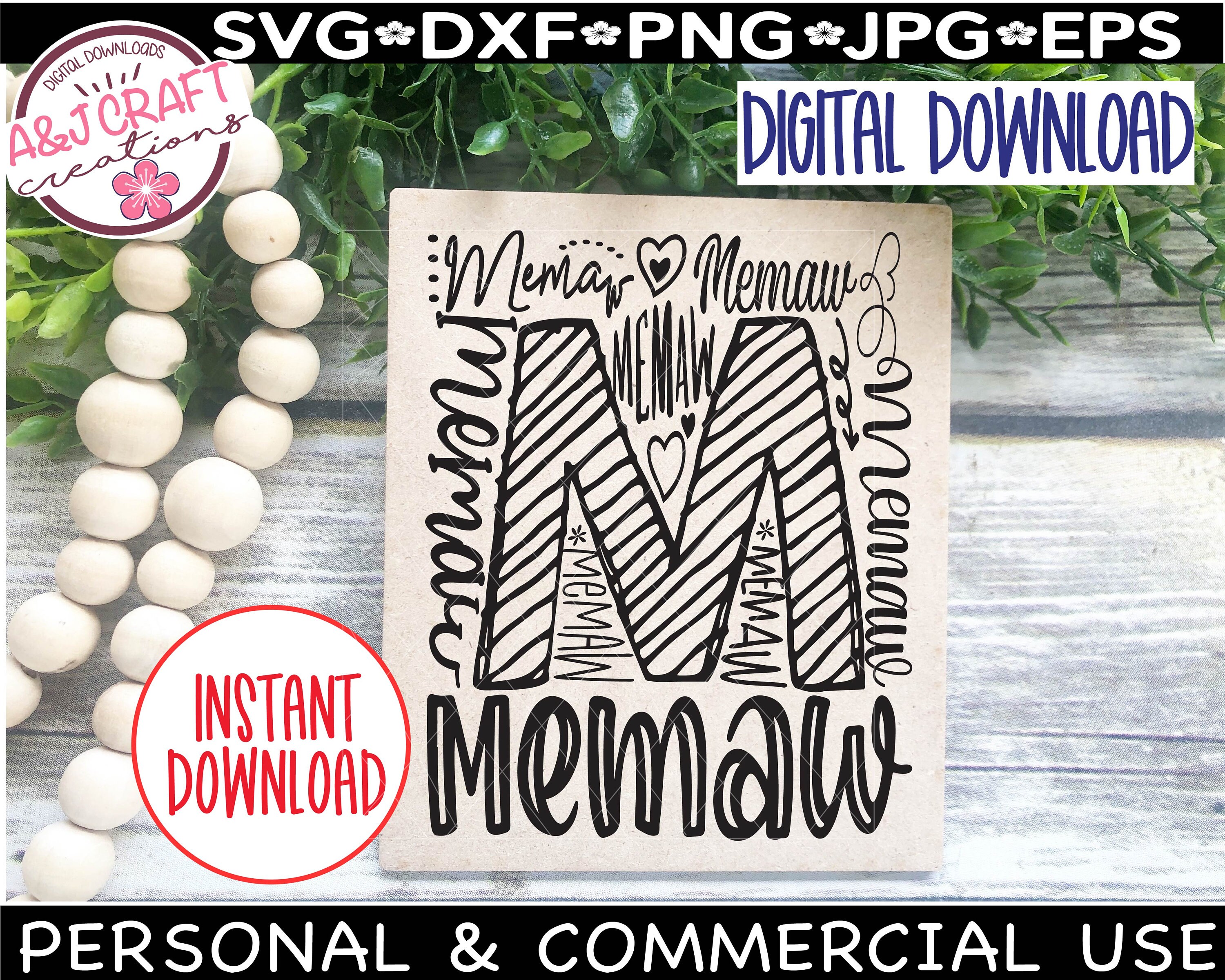 Memaw SVG Typography Svg Grandma Svg Mimi Svg Blessed Mimi - Etsy Canada