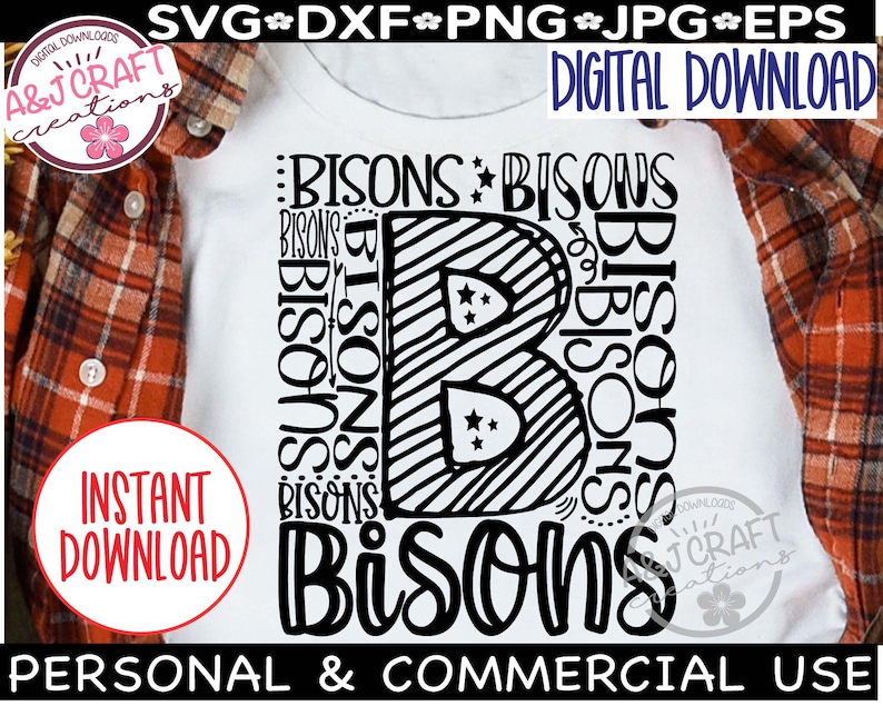 Bisons SVG, Bisons Football Svg, Bisons Baseball, Typography Svg ...