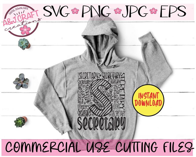 Secretary Typography SVG PNG JPG Eps Word Art Svg Typography | Etsy