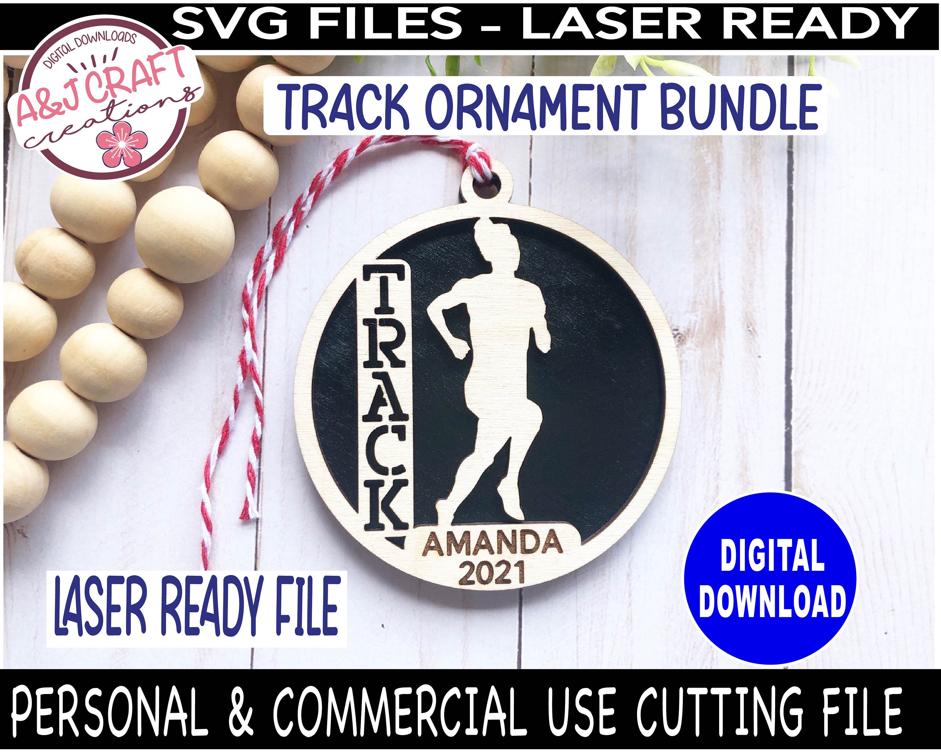Runner Ornament Bundle SVG, Runner Ornament, Track and Field Svg, Laser ...