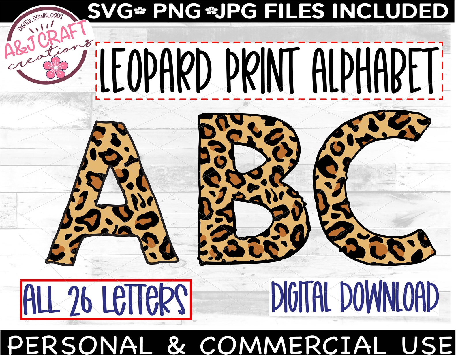 Leopard Print Alphabet Png Leopard Print Alphabet Svg - Etsy