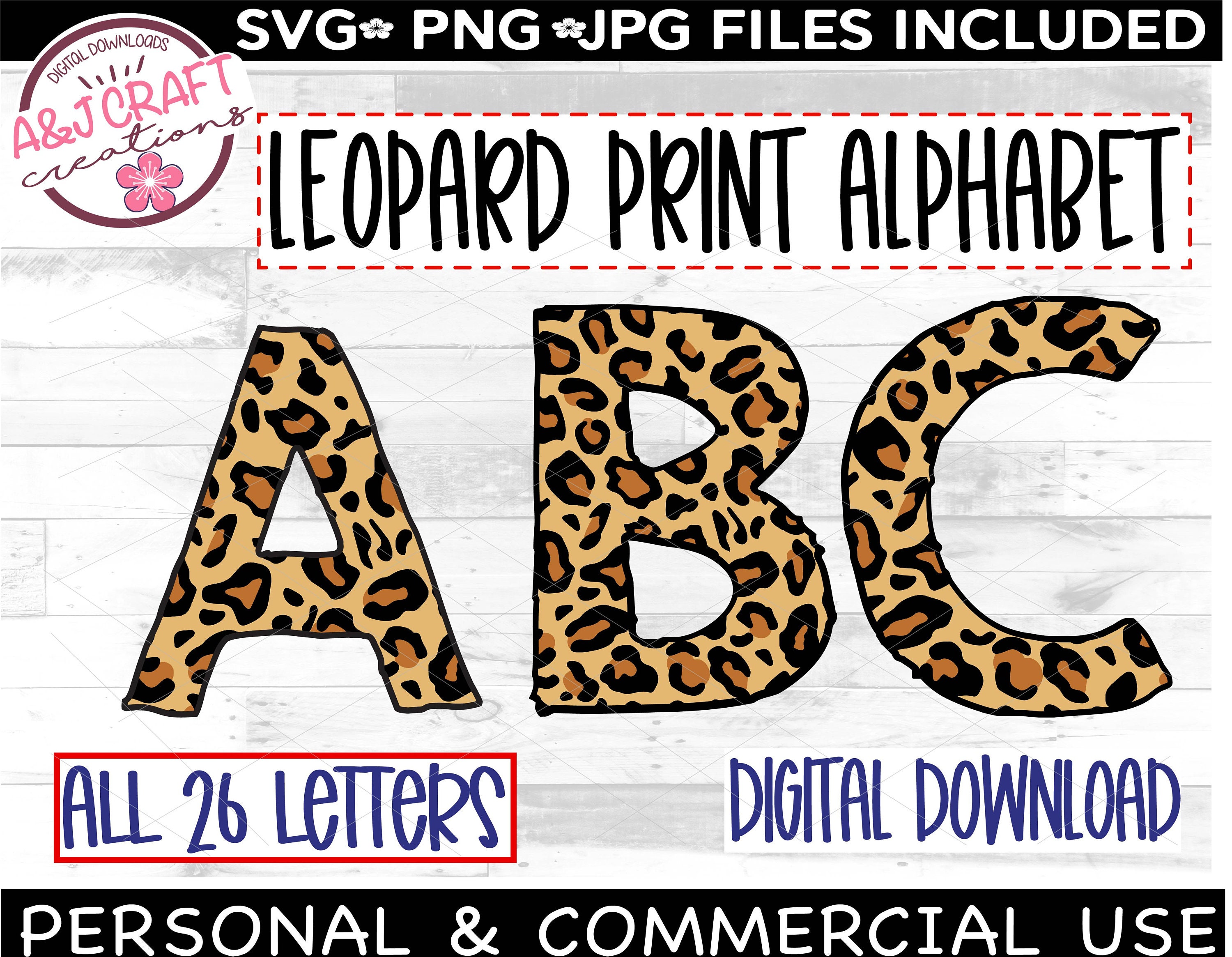 Leopard Print Alphabet Png Leopard Print Alphabet Svg - Etsy