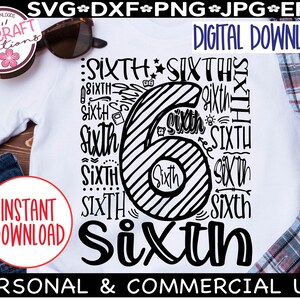 6th Grade Typography Svg, 6th Sixth Grade SVG, 6th Grade Teacher Shirt ...