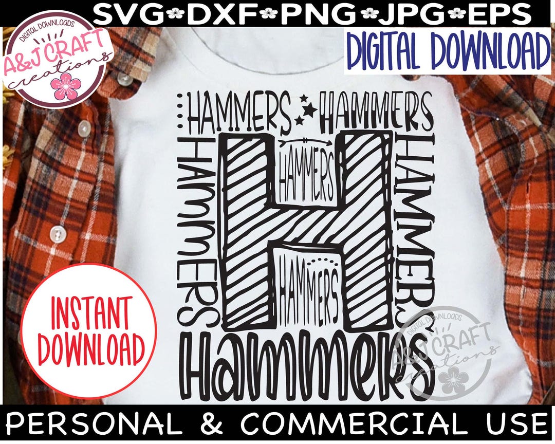 Hammers SVG, Hammers Team Mascot, Hammers Football, Typography Svg ...