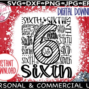 6th Grade Typography Svg, 6th Sixth Grade SVG, 6th Grade Teacher Shirt ...