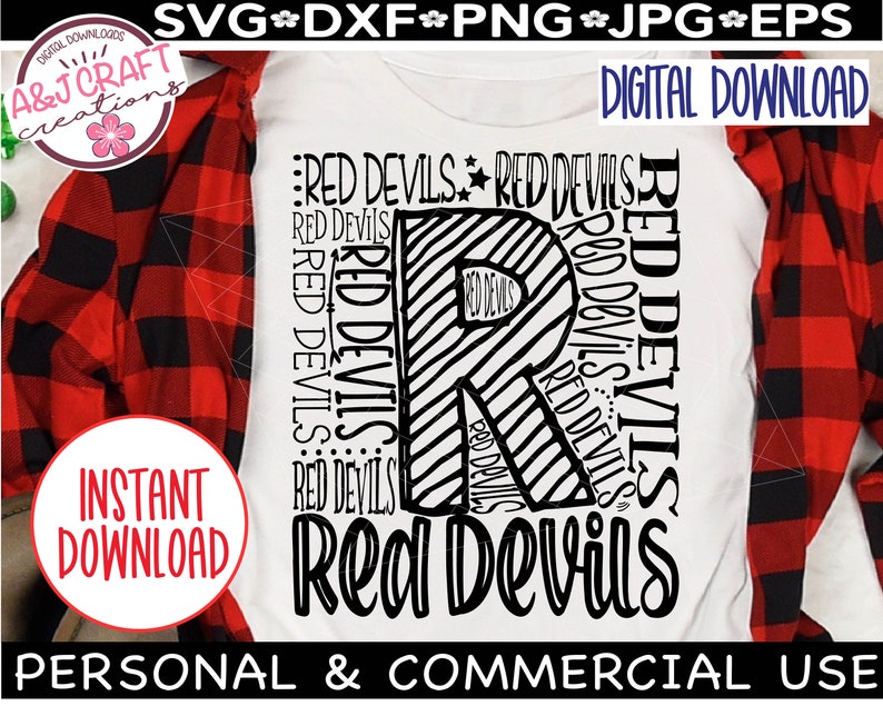 RED DEVILS SVG, Red Devils Typography, Red Devil Football, Red Devils ...