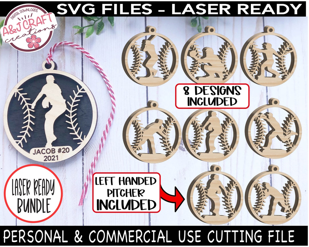 Baseball Ornament BUNDLE SVG, Sports Ornaments Svg, Baseball Laser File ...