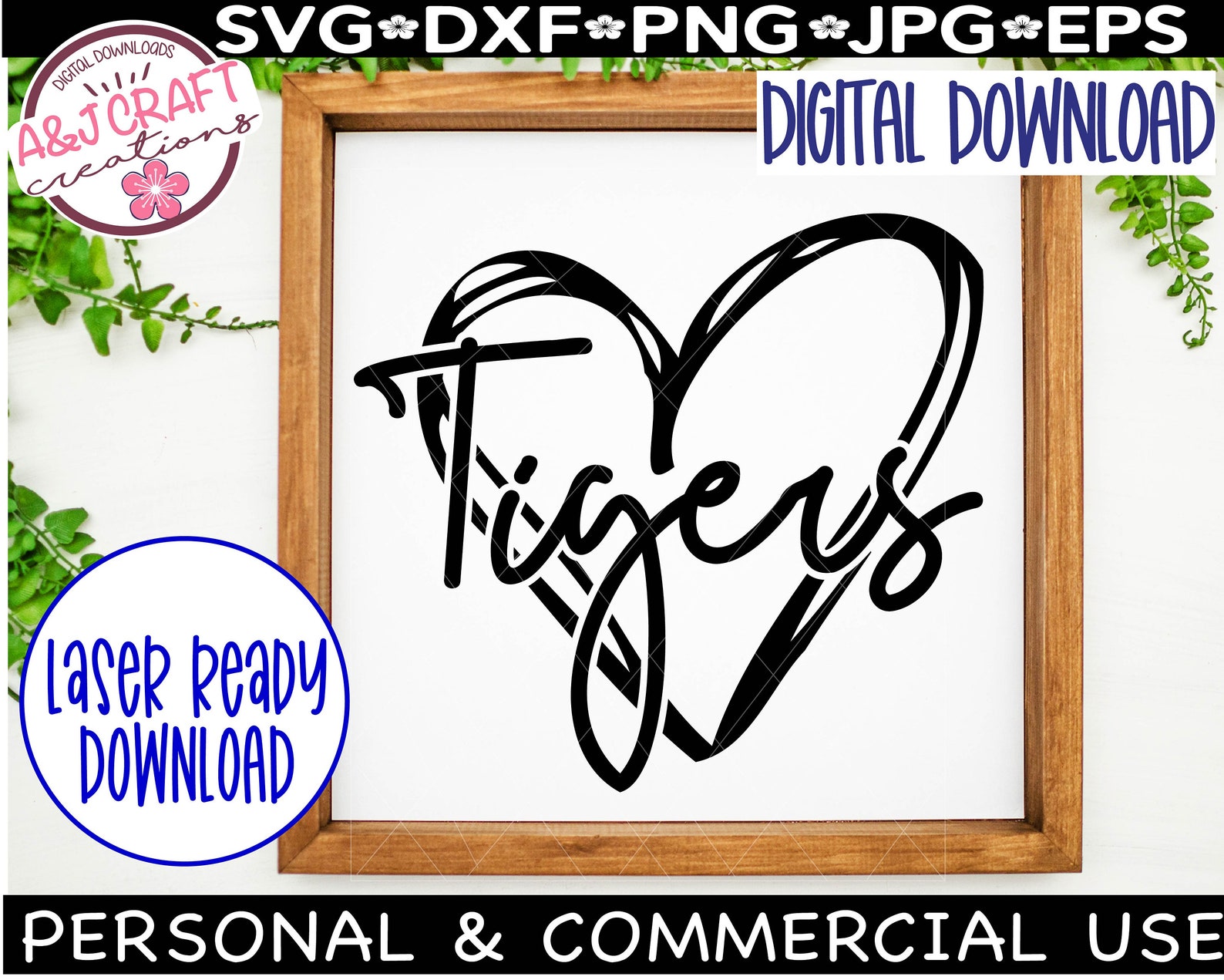 Tigers Heart Svg Tigers Svg Tigers Football SVG Tigers - Etsy
