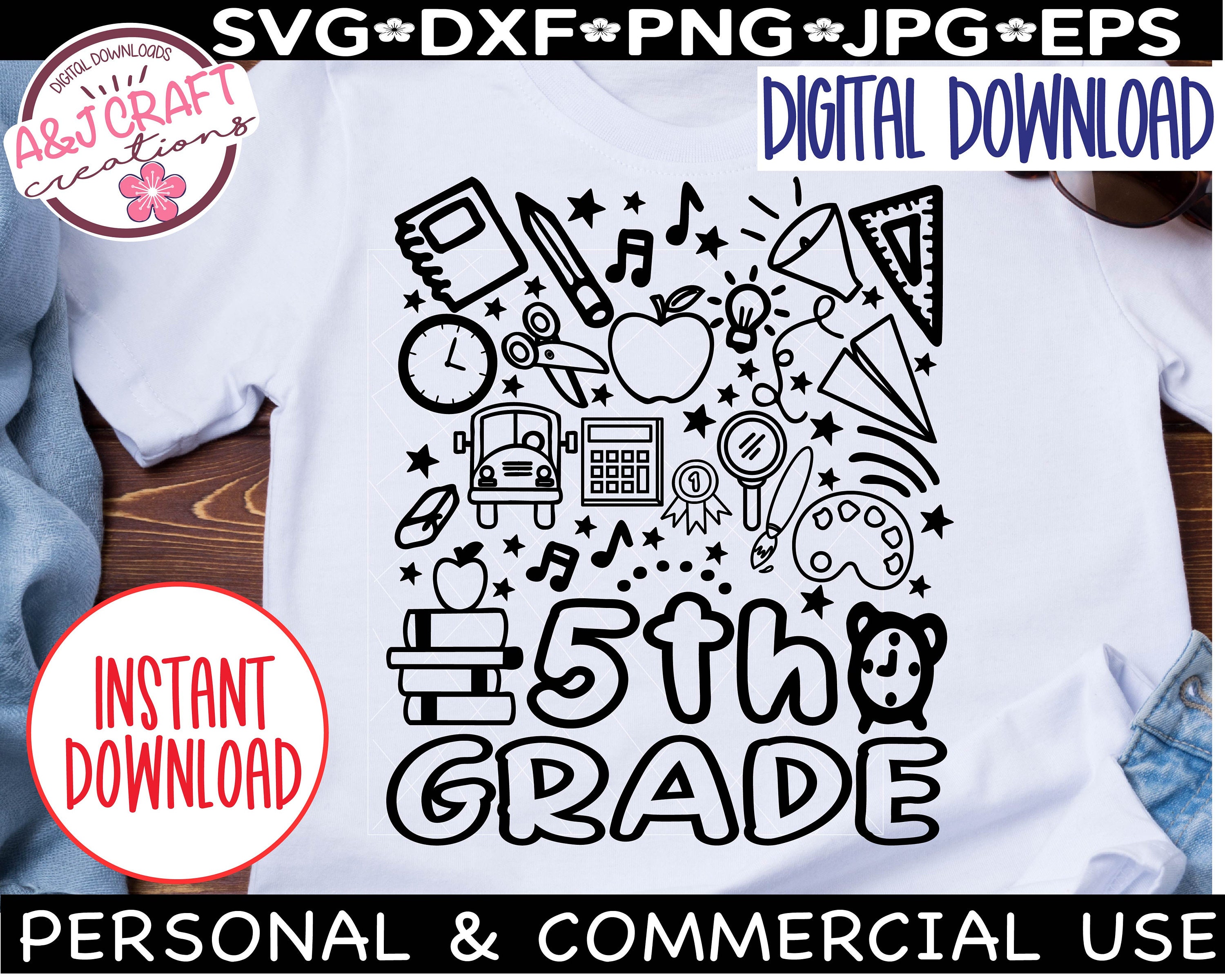 5th Grade Teacher Svg, 5th Grade Svg, Fifth Grade Svg, Fifth Grade ...